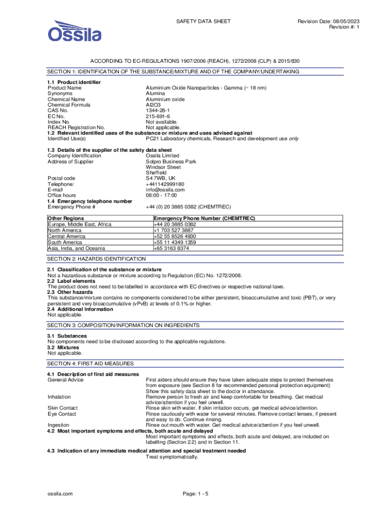 Fillable Online Safety Data Sheet: Aluminium oxide Fax Email Print - pdfFiller
