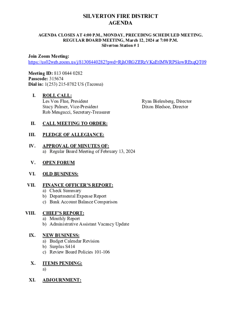 Fillable Online Silverton Station # 1 Fax Email Print - pdfFiller