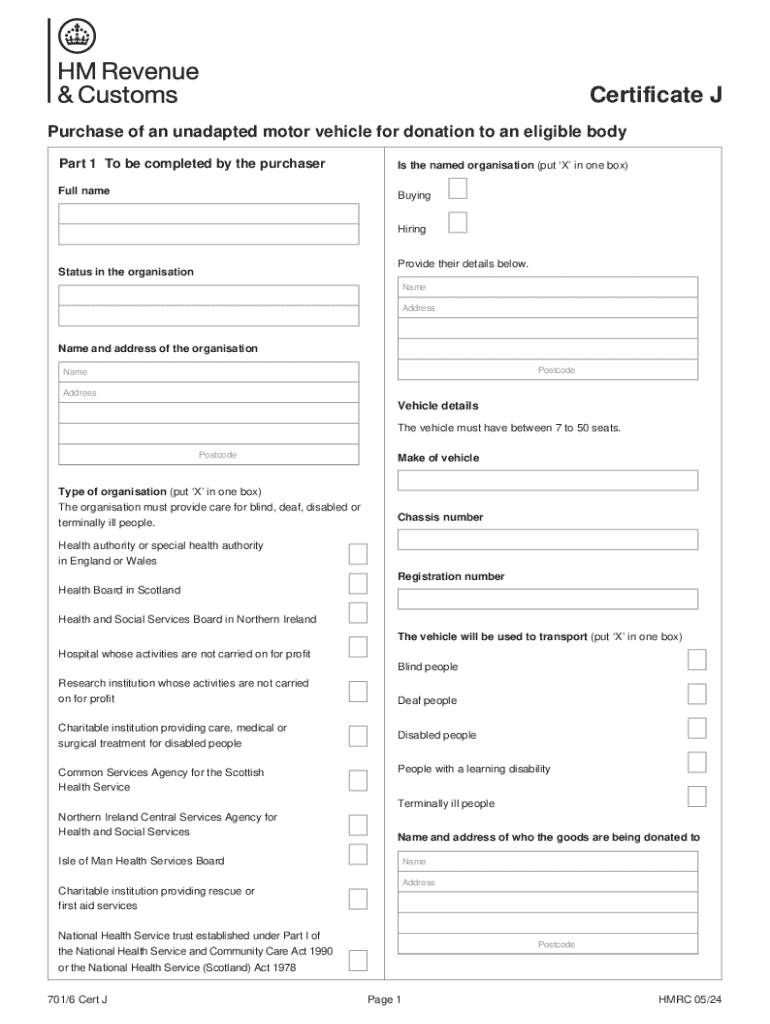 Fillable Online Certificate J (VAT 701/6 supplement). Purchase of an ...