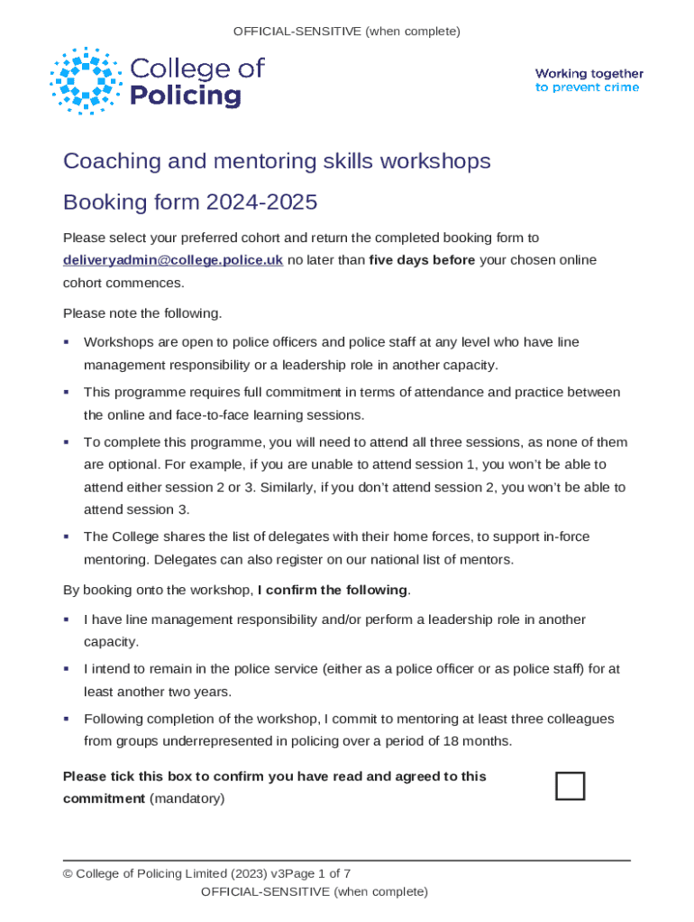 Coaching and mentoring skills workshops booking ... Doc Template | pdfFiller