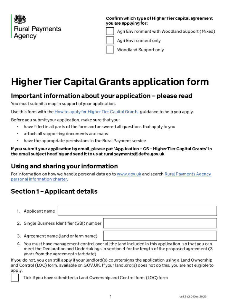 Fillable Online Higher Tier Capital Grants application form Fax Email Print - pdfFiller