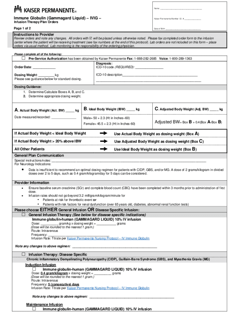 Fillable Online IV Immune Globulin (IVIG) Home Infusion Restrictions ...