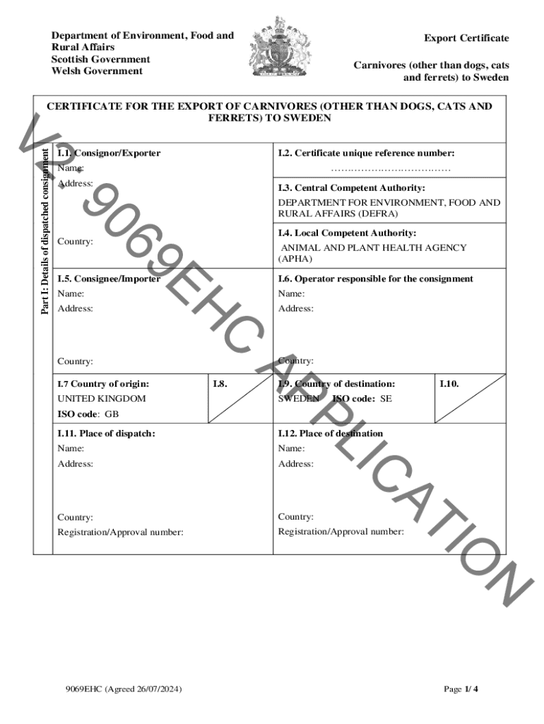 Fillable Online Export Health Certificates Online - APHA Vet Gateway ...