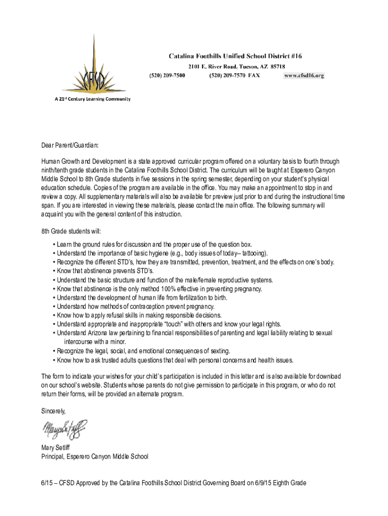 Fillable Online 8th grade parent letter - permission form Fax Email Print - pdfFiller