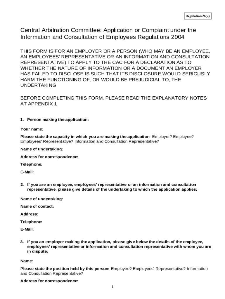 I & C Application (Reg 26(2)) Doc Template | pdfFiller
