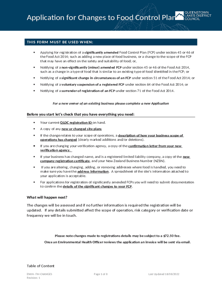 application-for-changes-to-food-control-plan- ... Doc Template | pdfFiller