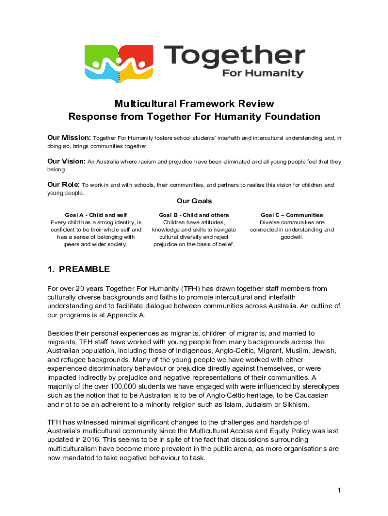 Fillable Online Together for Humanity Foundation Submission. Together ...