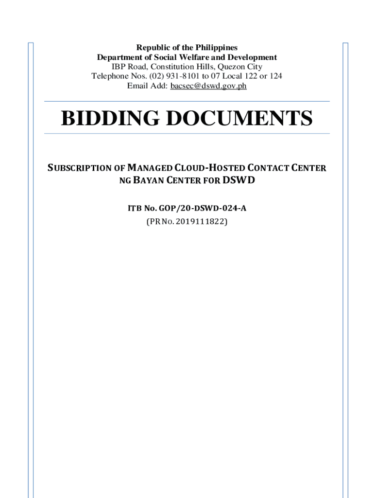 Fillable Online SUBSCRIPTION OF MANAGED CLOUD-HOSTED CONTACT CENTER Fax ...
