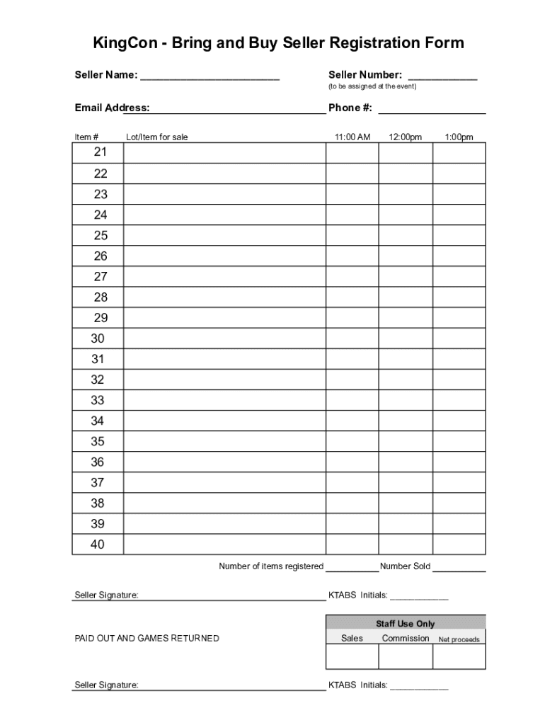 Fillable Online 2024 EXCEL BnB Seller Registration Form.xlsx Fax Email ...