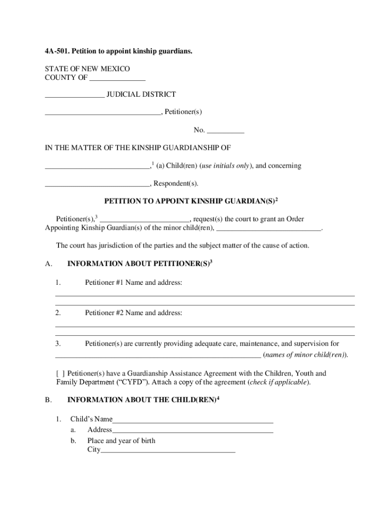 Fillable Online 4A-507Ex parte motion to appoint temporary kinship ...