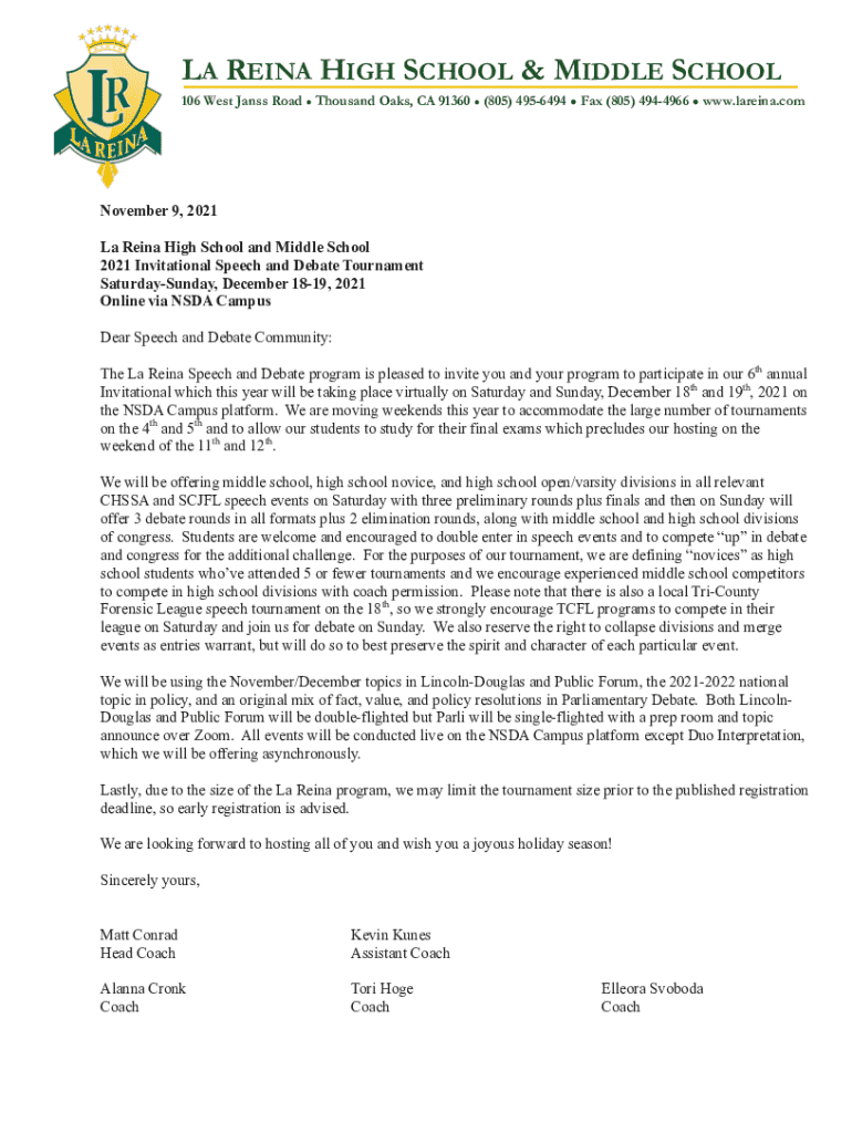 Fillable Online Request Information - La Reina High School and Middle ...