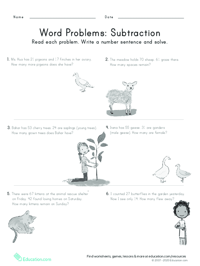 Fillable Online Subtraction: Take From take away - Good Shepherd School ...