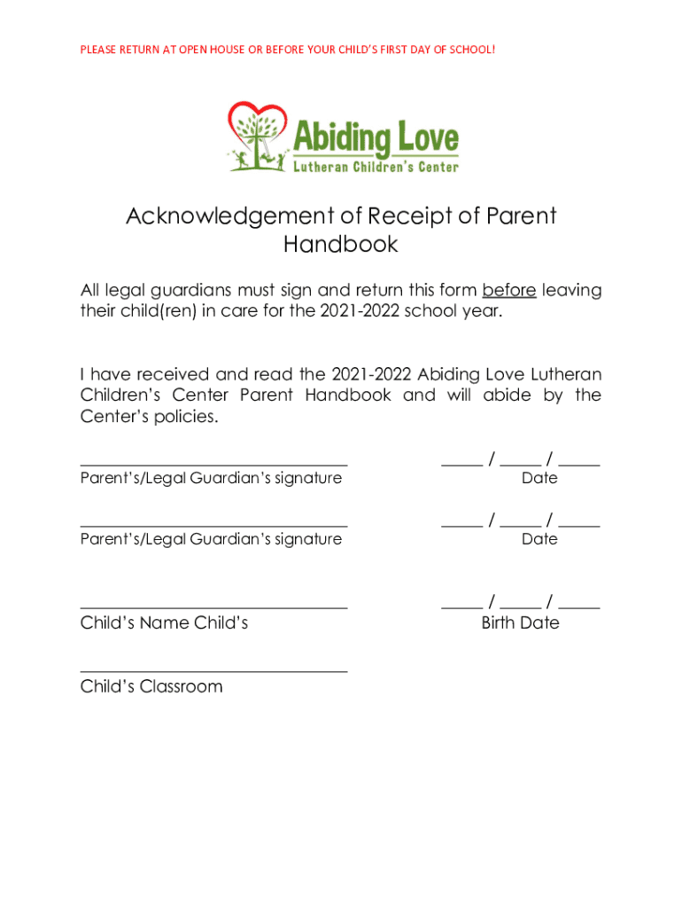 Fillable Online Acknowledgement of Receipt of Family & Student ... Fax Email Print - pdfFiller