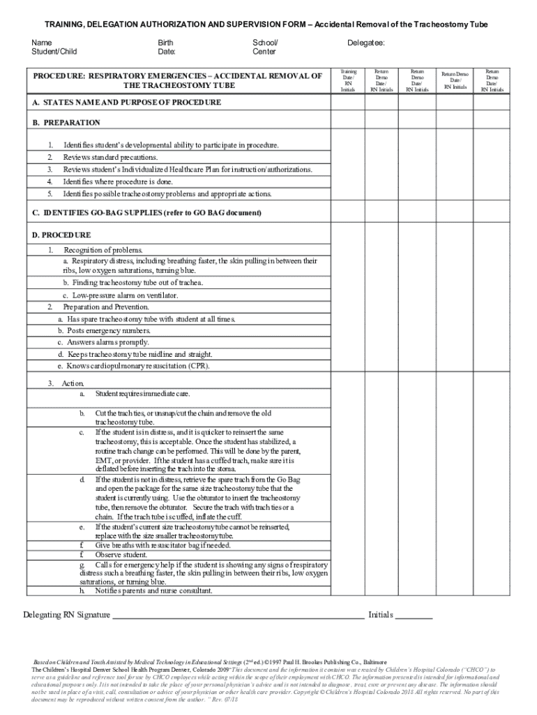 Fillable Online Tracheostomy Care - Authorization Form.pdf Fax Email ...