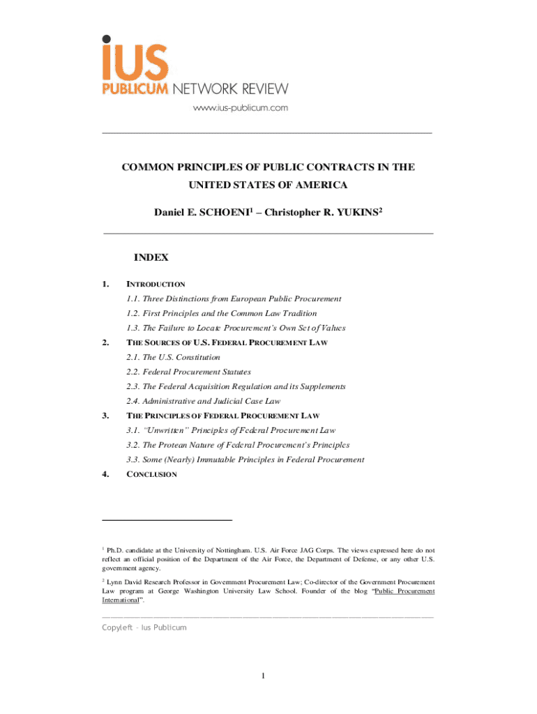 Fillable Online Principles of Public Contracts in the United States ...