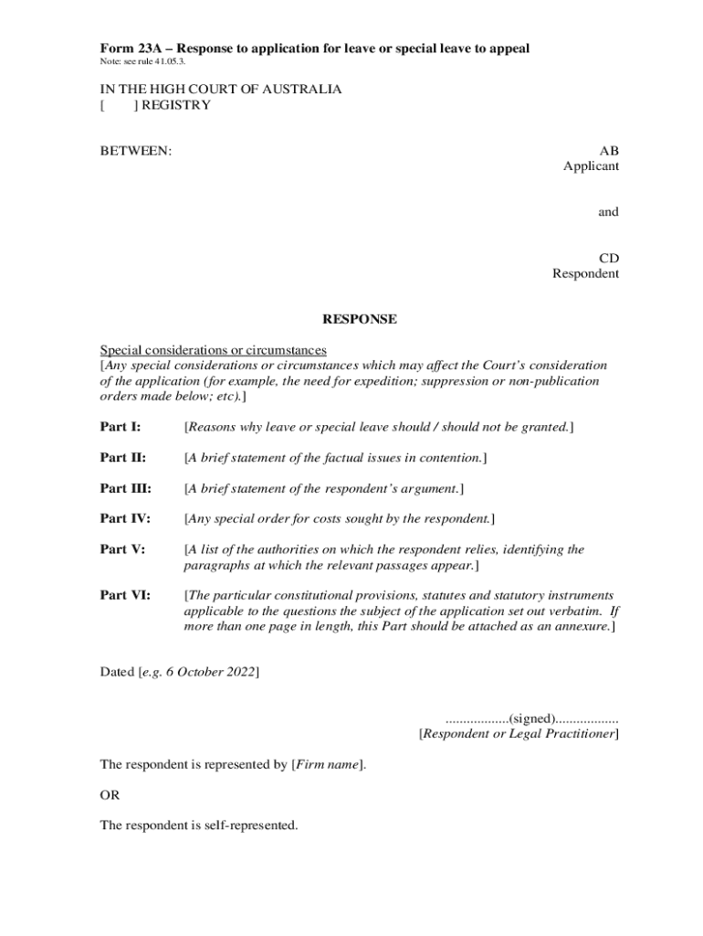 Fillable Online Form 23A - Response to a SLA - December 2023 Fax Email ...