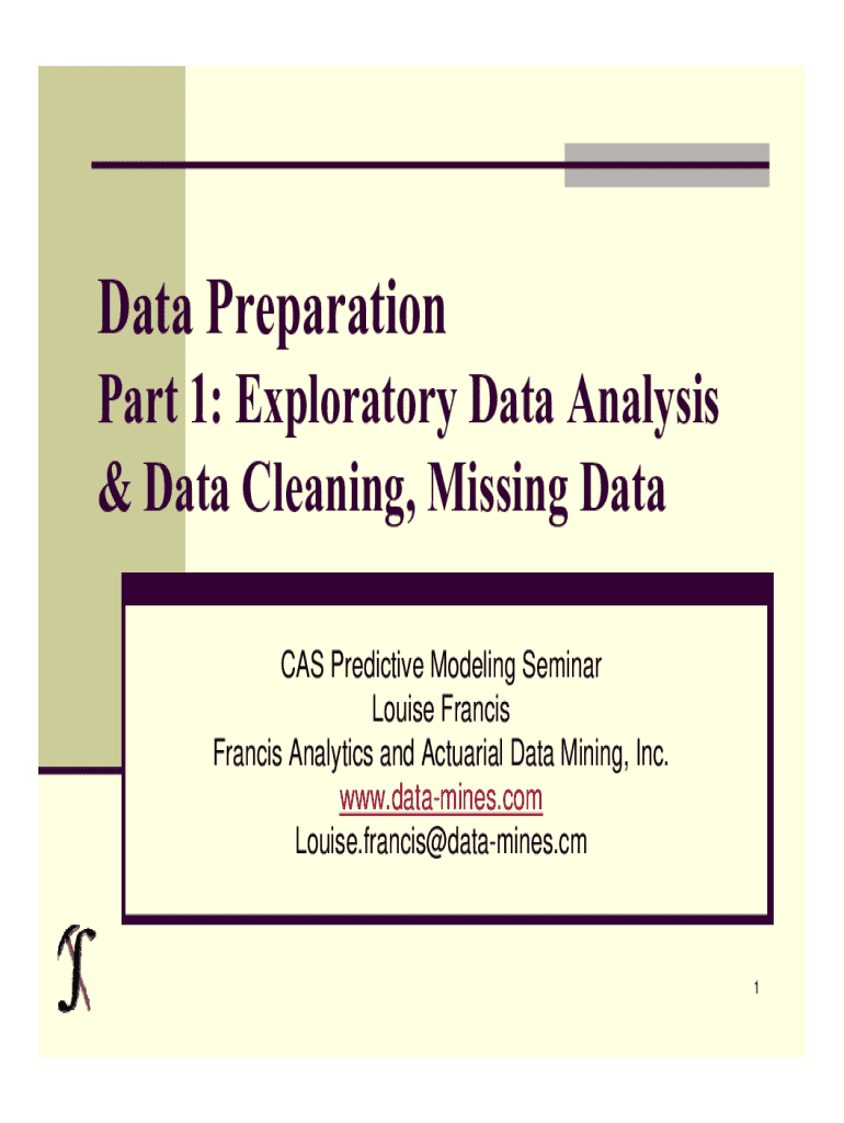 Fillable Online Exploratory Data Analysis & Data Cleaning, Missing Data Fax Email Print - pdfFiller