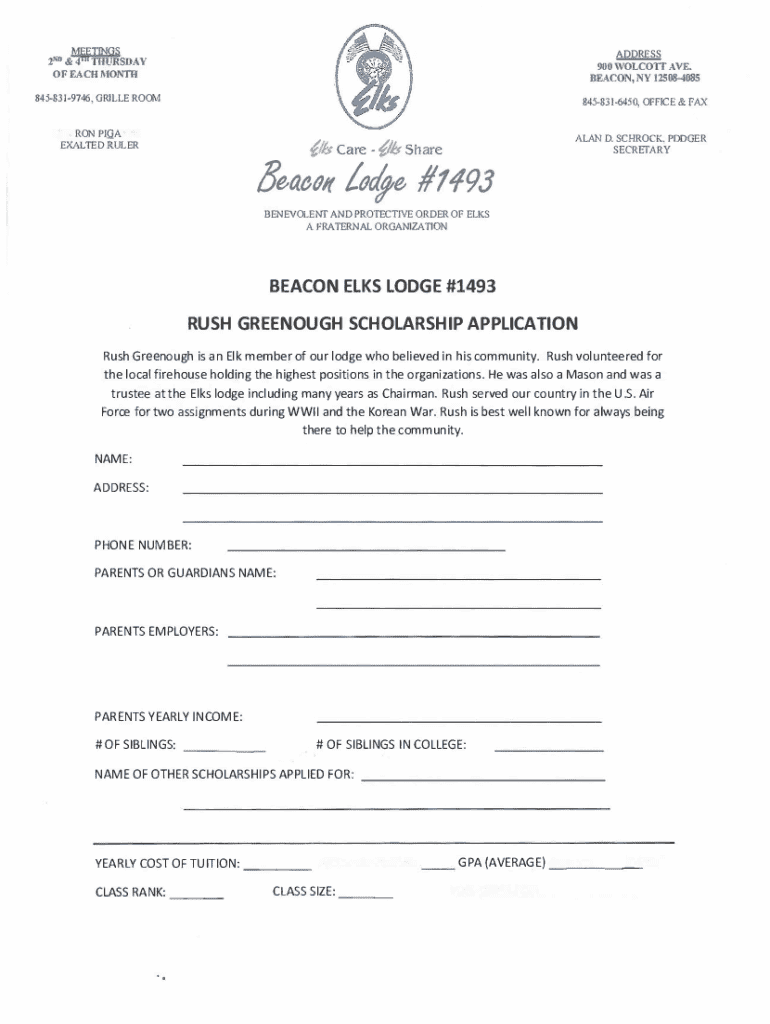 Fillable Online Beacon Elks #1493 100th Anniversary Parade Entry Form ...