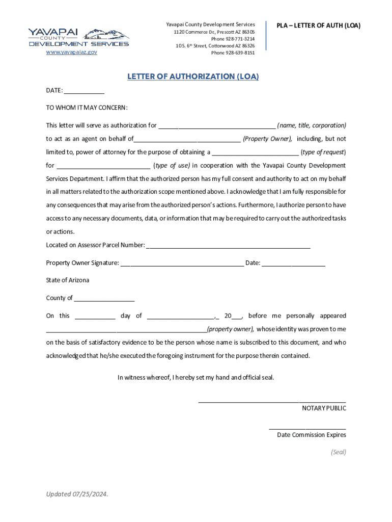 Fillable Online SAMPLELETTER OF AUTHORIZATION (LOA) Fax Email Print - pdfFiller