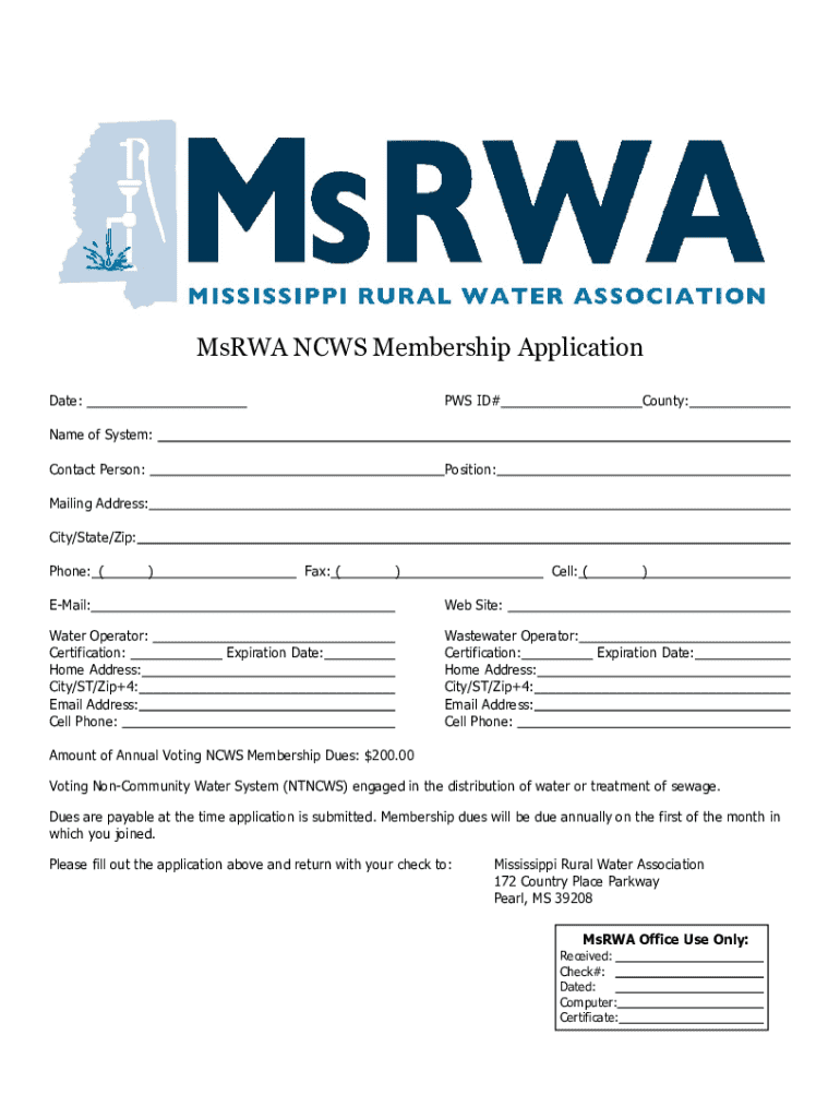 Fillable Online Voting Non-Community Water System Application Fax Email ...