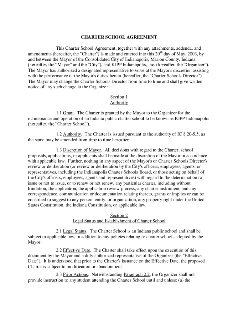 Fillable Online charter school network contract for highline academy ...