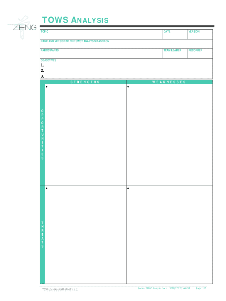 Fillable Online Form - TOWS Analysis.docx Fax Email Print - pdfFiller