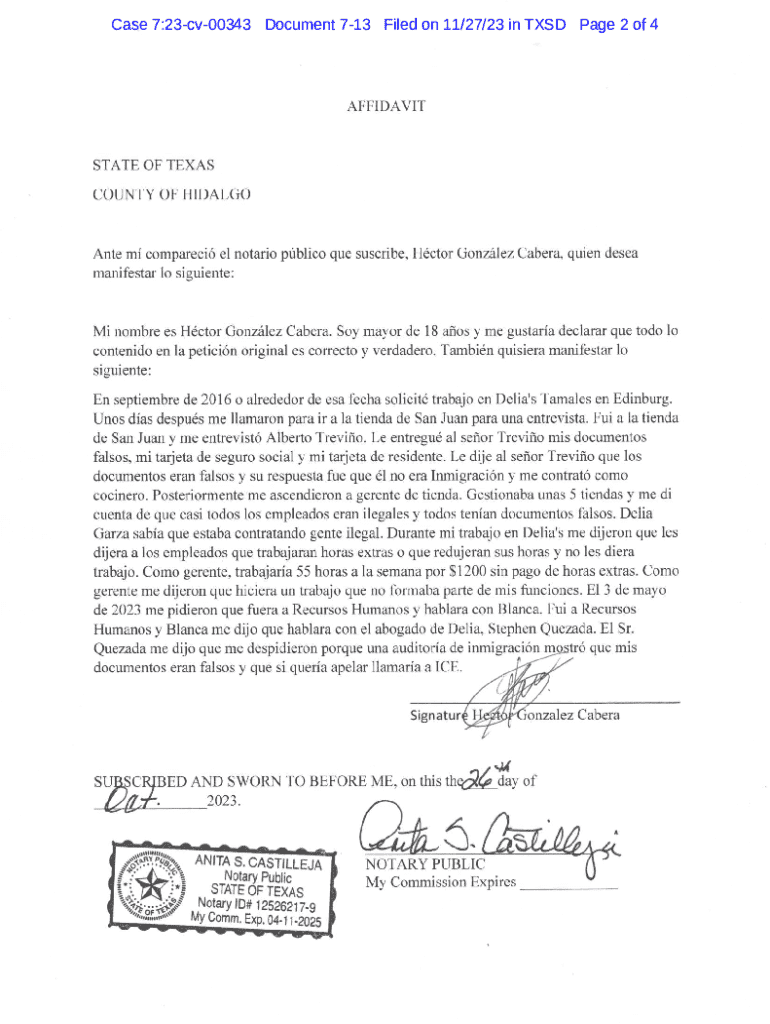 Fillable Online Case 7:23-cv-00343 Document 7-13 Filed on 11/27/23 in ...