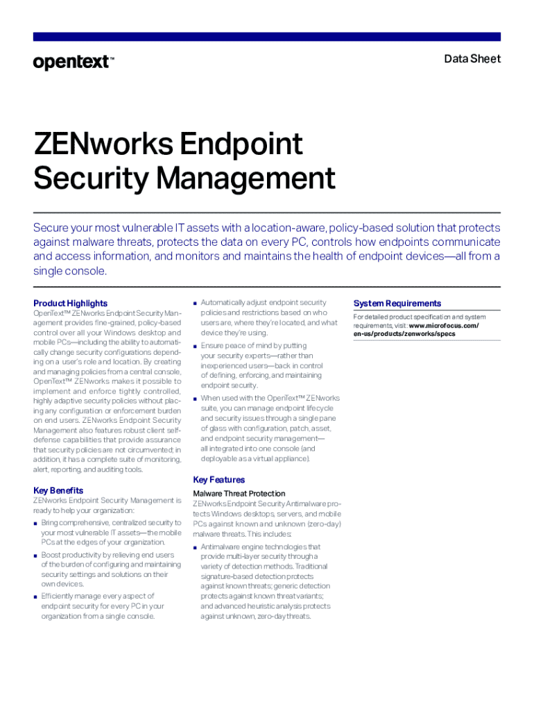 Fillable Online ZENworks Endpoint Security ManagementOpenText. OpenText ...