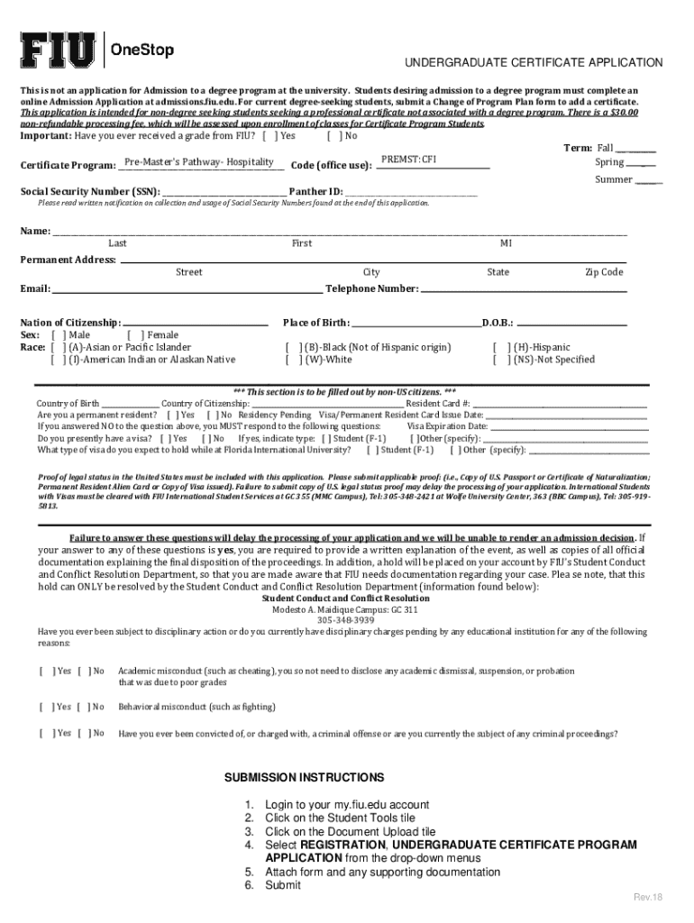 Fillable Online undergraduate certificate application submission instructions Fax Email Print ...