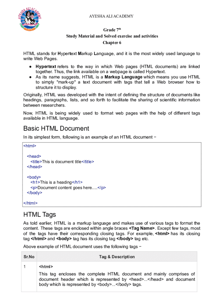 Fillable Online Musraf Ali A on LinkedIn: HTML (Hypertext Markup ... Fax Email Print - pdfFiller