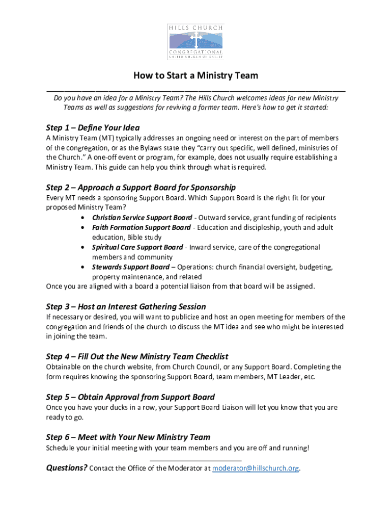 Fillable Online 5 Steps To Successfully Launch A New Ministry At Your ... Fax Email Print ...