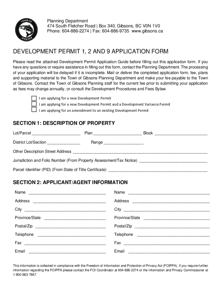 Fillable Online DEVELOPMENT PERMIT AREA NUMBERS 3-8 AND 10 ... Fax ...