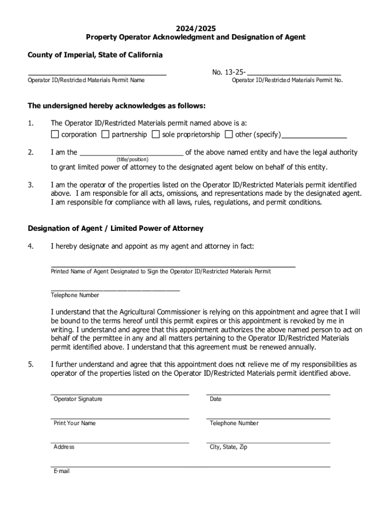 Fillable Online Apply for an Operator Identification Number or a ...