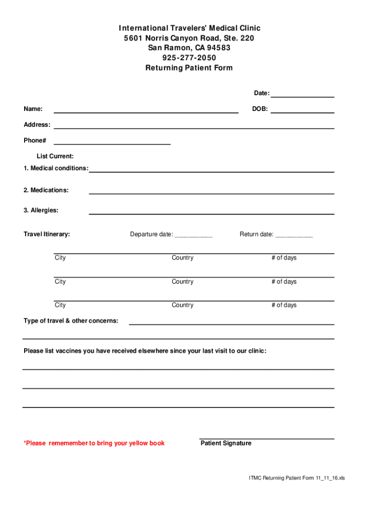 Fillable Online Prescription Request Form - International Travel Clinic ...