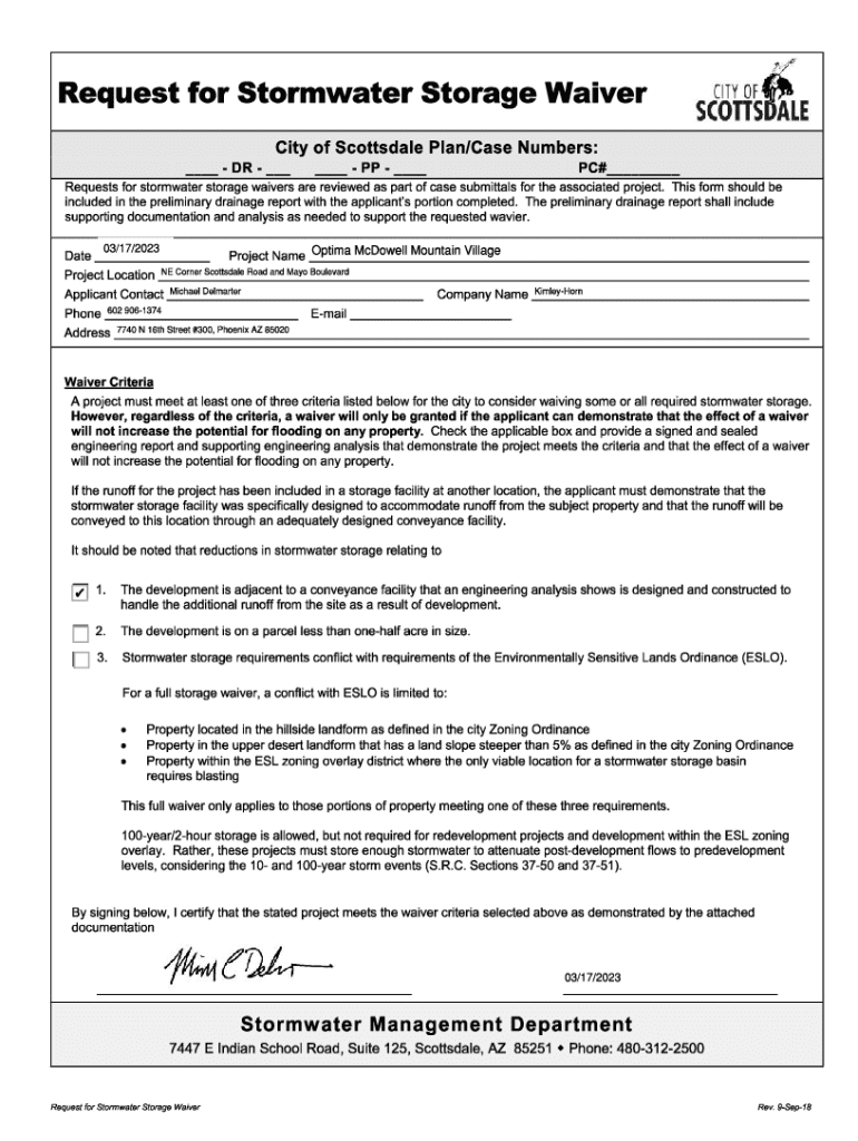 Fillable Online Request for Stormwater Storage Waiver Fax Email Print ...