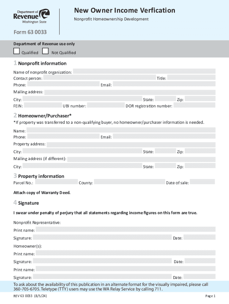 Fillable Online New Income Owner Verification. New Income Owner ...