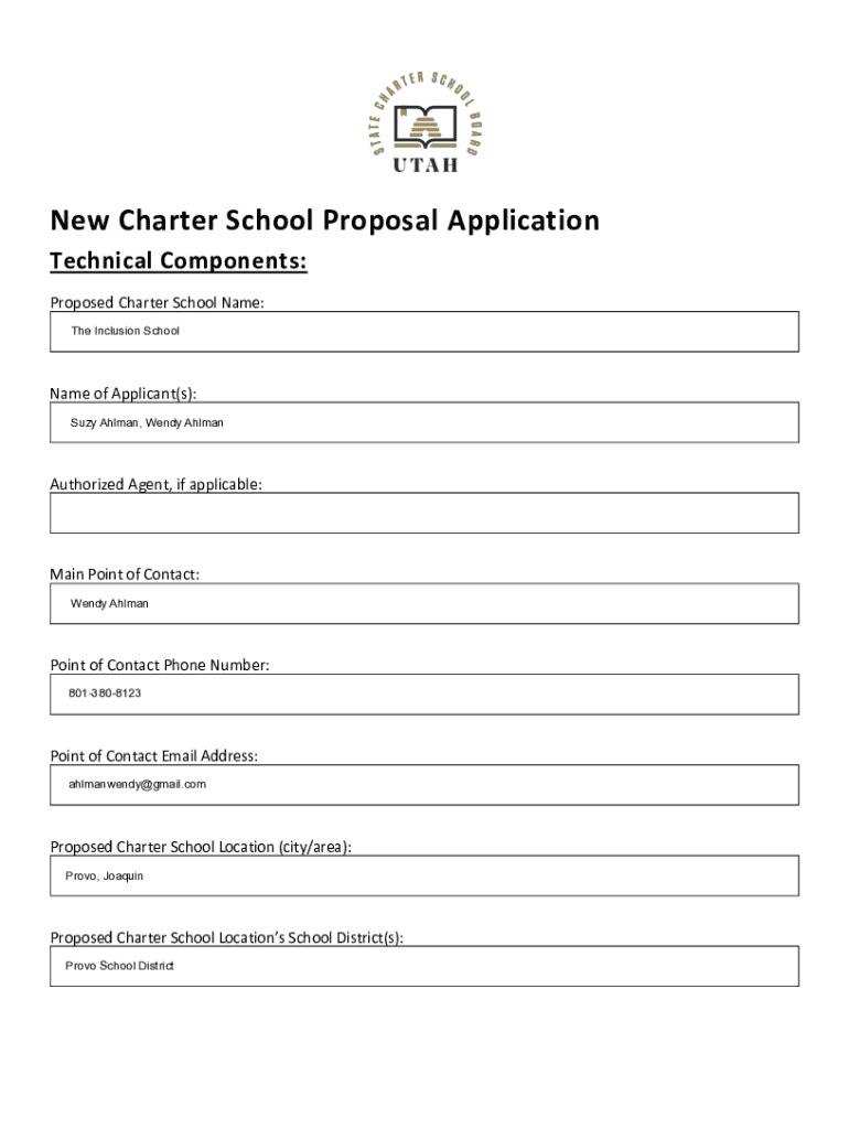 Fillable Online New Charter School Proposal Application Fax Email Print ...