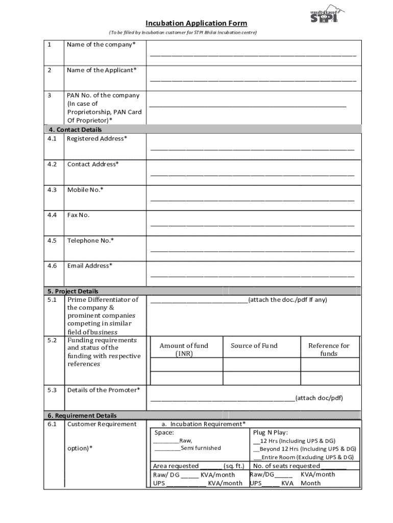 Fillable Online a) Plug-&-Play incubation seat b) Raw Incubation space. Fax Email Print - pdfFiller