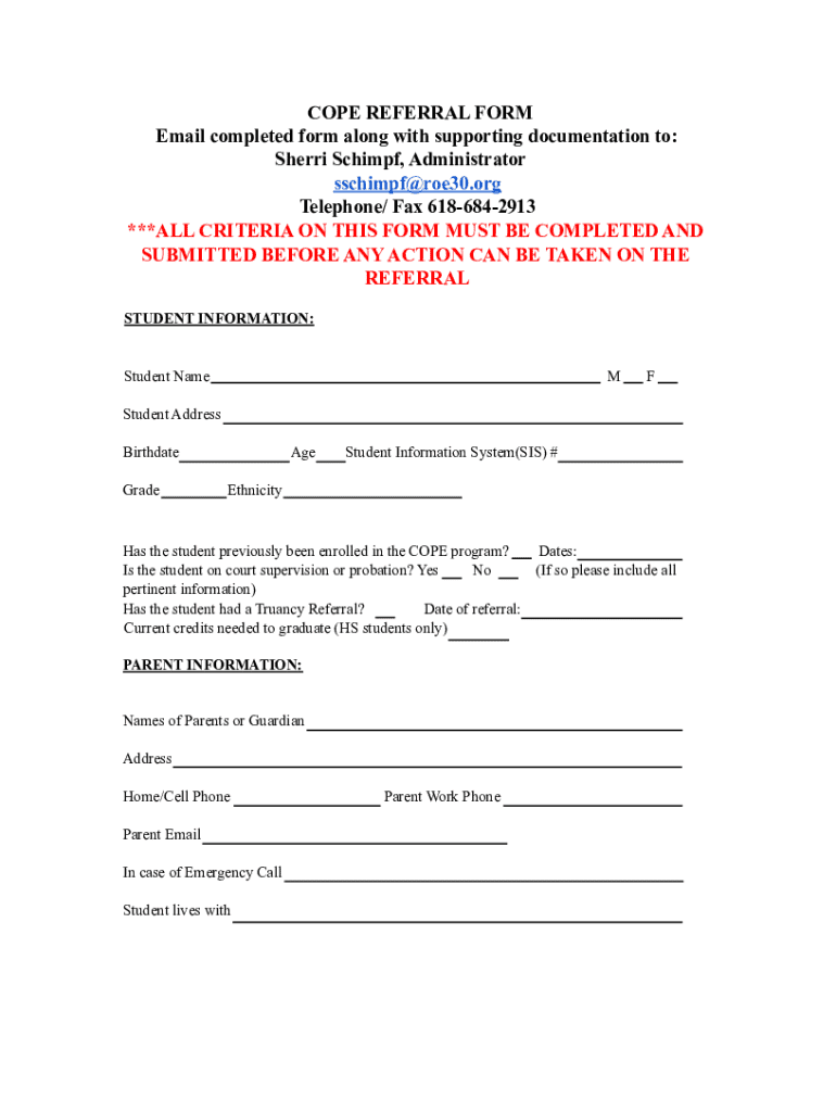Fillable Online COPE REFERRAL FORM 22-23 fillable Fax Email Print ...