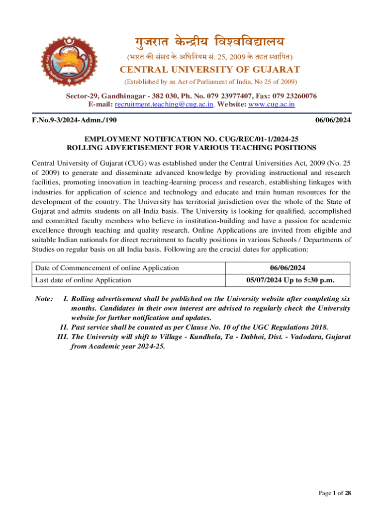 Fillable Online - central university of gujarat Fax Email Print - pdfFiller