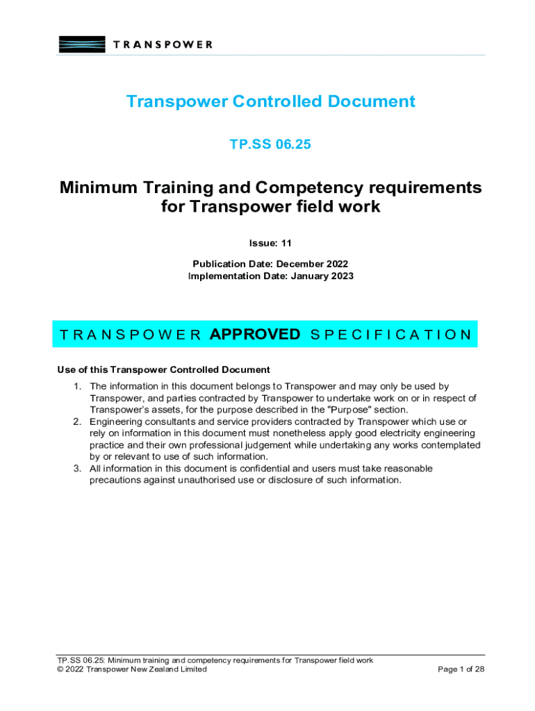 Fillable Online TP.SS 06.25: Minimum Training and Competency ...