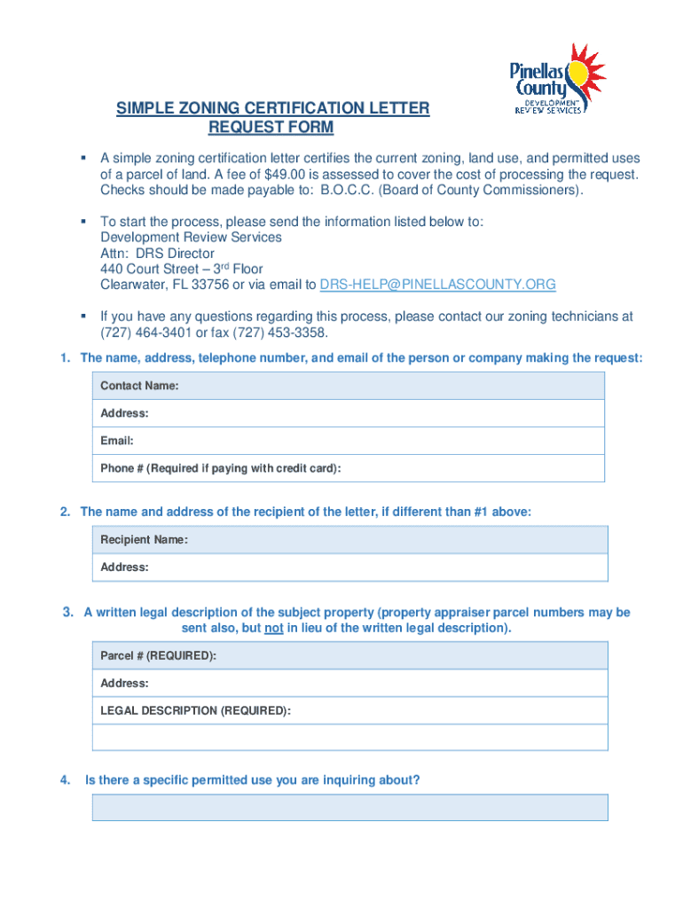 Fillable Online E-form Zoning Verification Request no payment Fax Email Print - pdfFiller