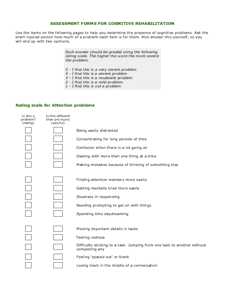 Fillable Online Cognitive Assessment Sheets Fax Email Print - pdfFiller
