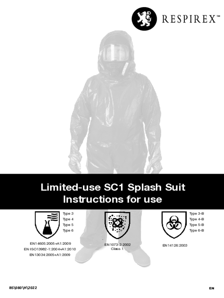 Fillable Online Limited-use SC1 Splash Suit Instructions for use Fax ...