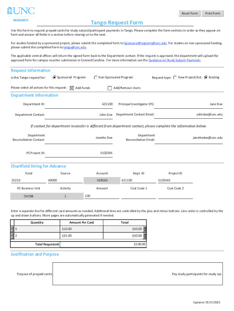 Fillable Online Example OSP TANGO Request Form.pdf Fax Email Print ...