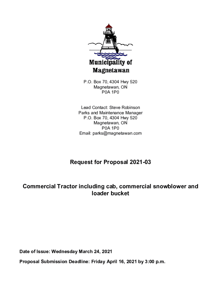 Fillable Online Request for Proposal: Commercial Tractor including cab ...