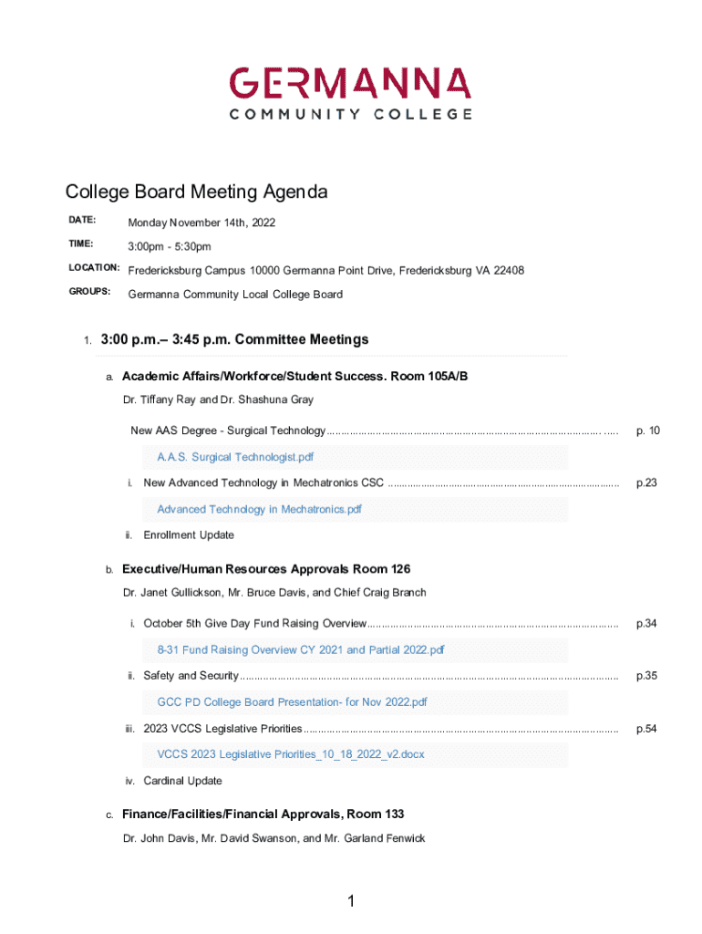 Fillable Online LOCATION: Fredericksburg Campus 10000 Germanna Point ...
