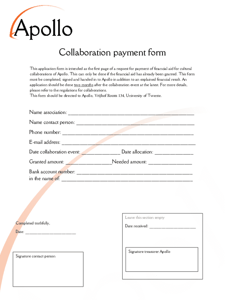 Fillable Online Collaboration payment form Fax Email Print - pdfFiller