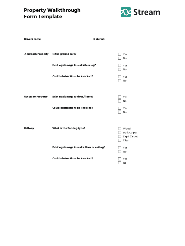 Fillable Online Stream Property Walkthrough Form Template Fax Email ...