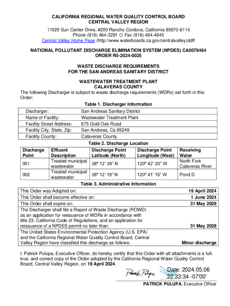 Fillable Online California Regional Water Quality Control Board - State ...